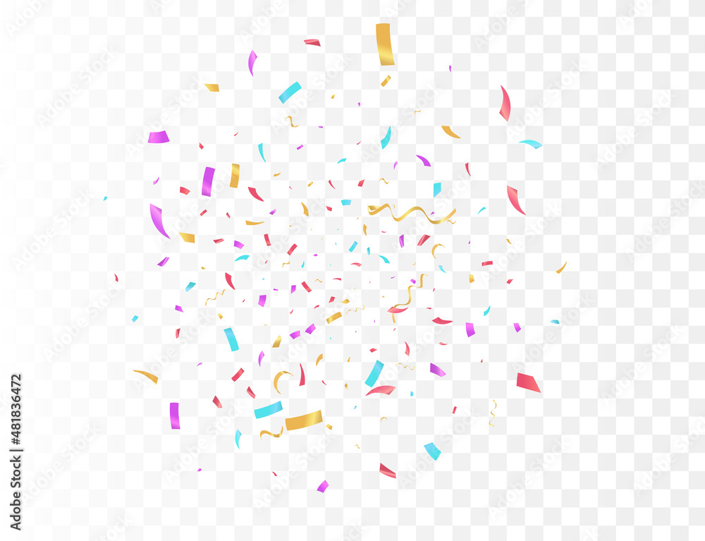 Confetti burst explosion On Transparent Background Color flying ribbons ...