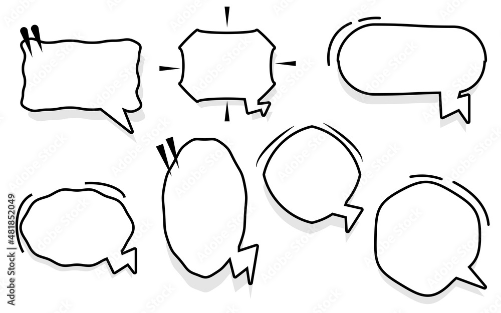 Collection set of the hand drawn blank speech bubbles, conversation box ...