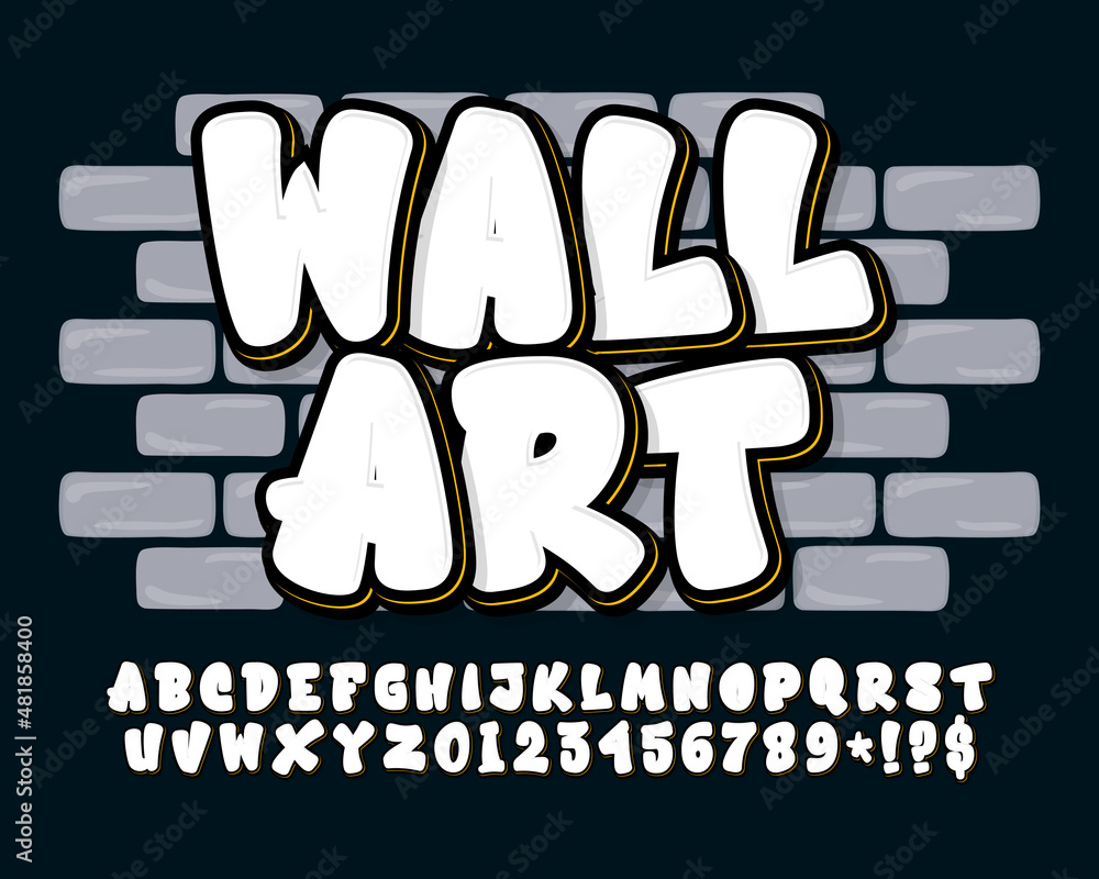 Cartoon alphabet. Graffiti alphabet. Set of urban graffiti alphabet ...