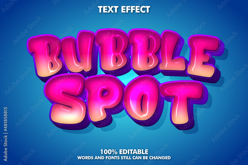Editable cartoon text effects with glossy bubble style Stock Vector ...