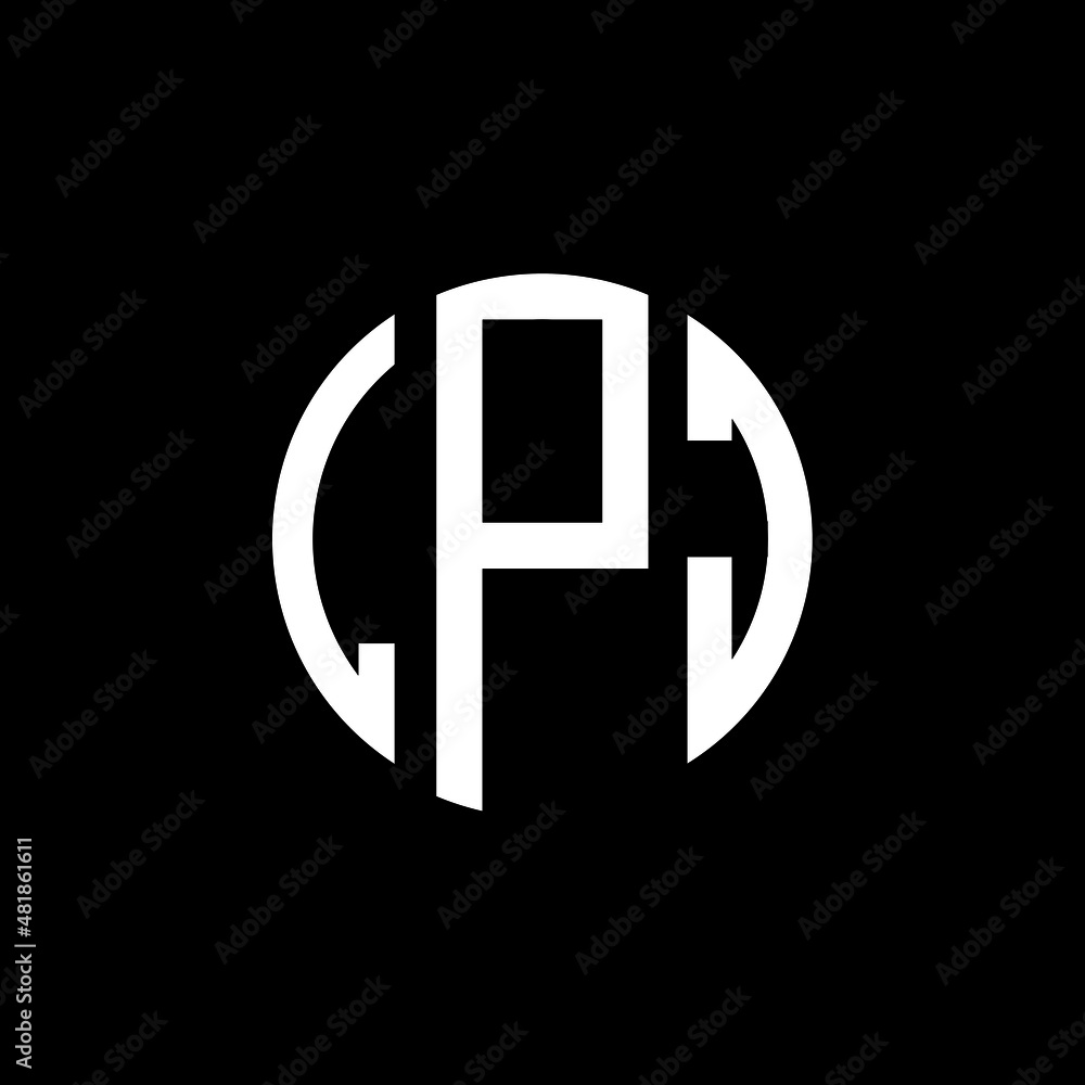 LPJ letter logo design. LPJ modern letter logo with black background ...