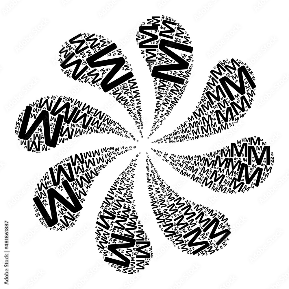 Vetor de Mu Greek symbol icon exploding motion turbine fireworks ...