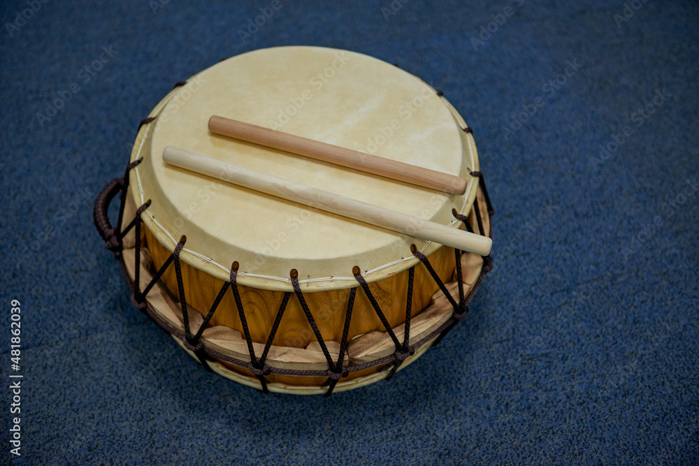 Korean traditional performing art, Samulnori's musical instrument Stock ...