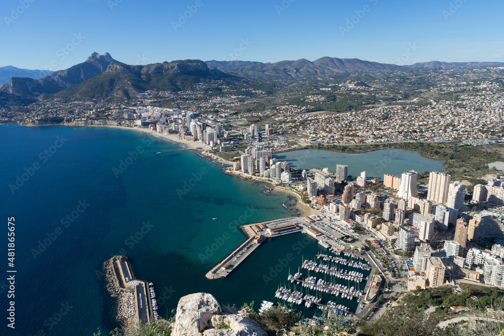 aerial view of urban architecture and the marina of Calpe beautiful ...