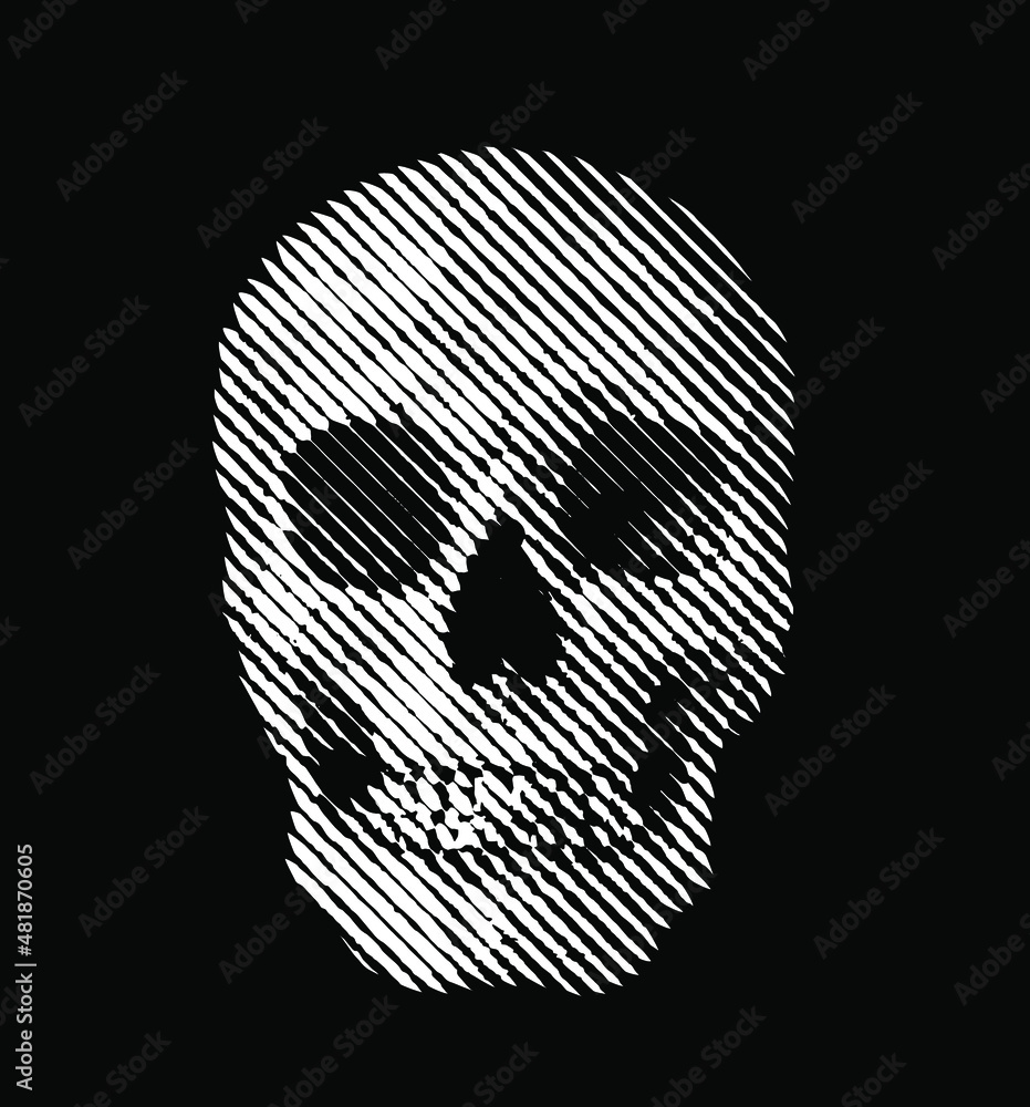 RGB line halftone skull from 3D rendering vector illustration. Stock ...