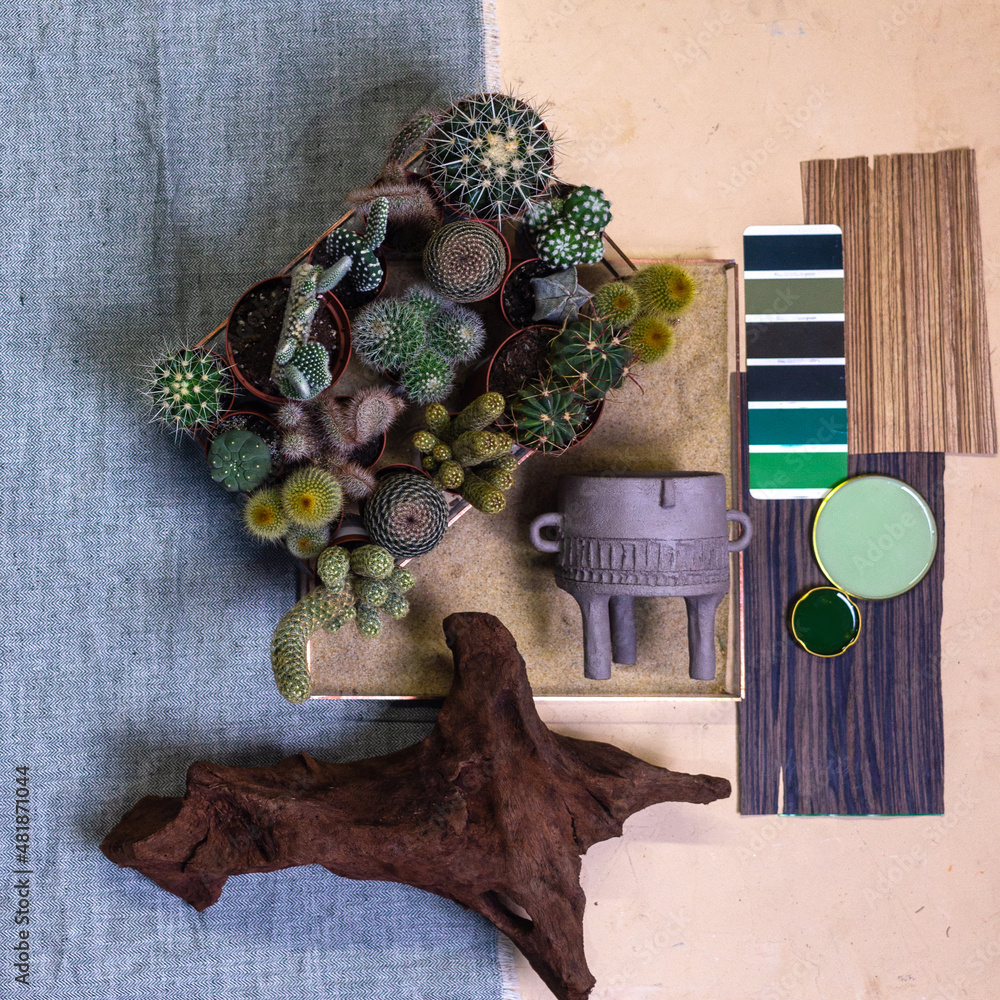 color palette mood board for interior design and decor Stock Photo ...