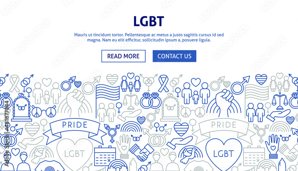 LGBT Banner Design. Vector Illustration of Outline Template. Stock ...