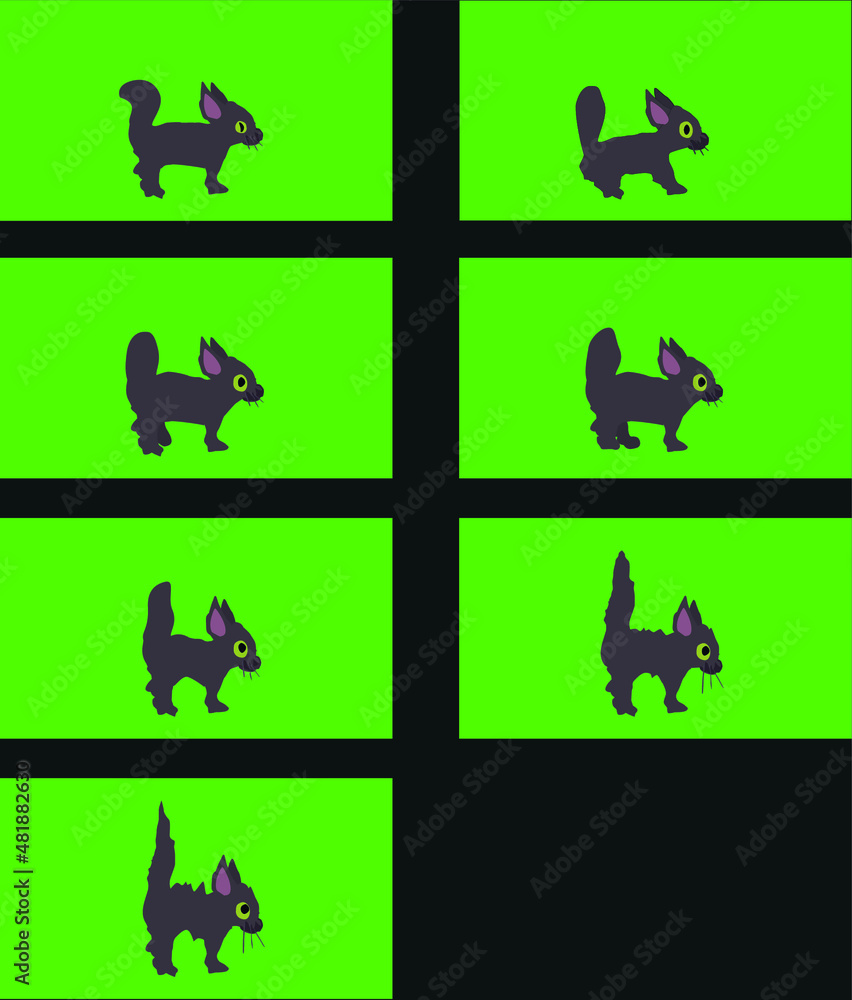 Scared kitten animation, sprite sheet, frame animation, frame by frame ...