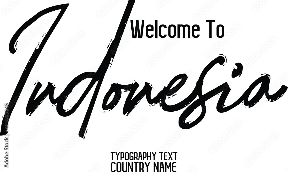 Vetor de Welcome To Indonesia Country Name Beautiful Cursive Hand ...