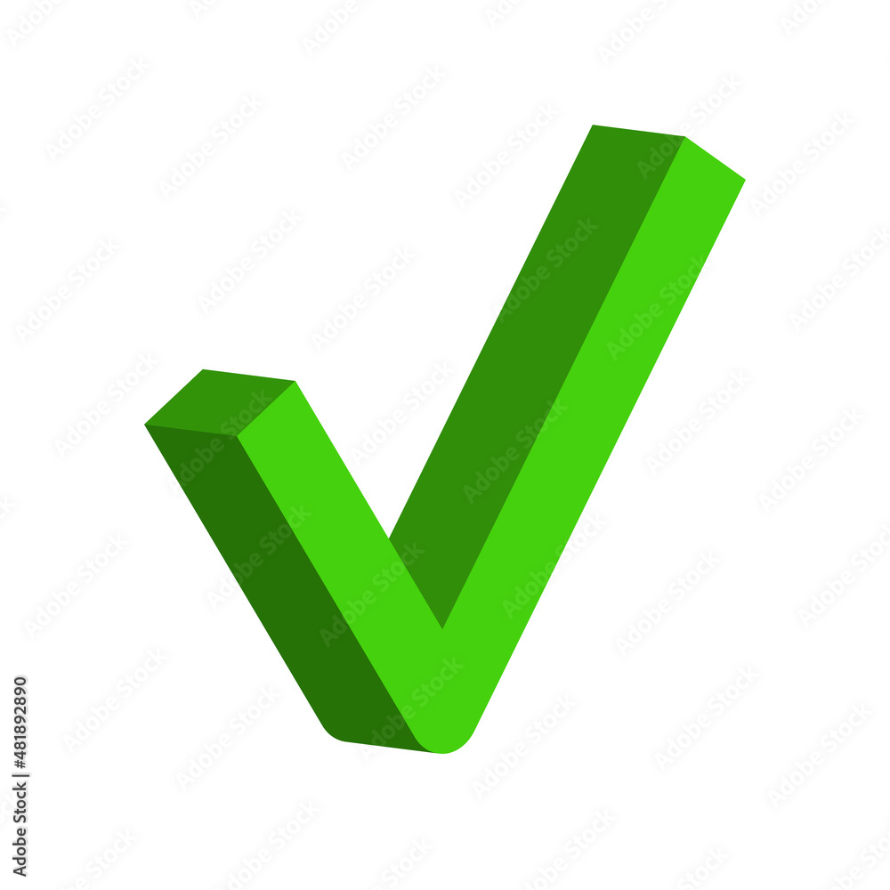 3d check mark. Green check mark. Vector 3d check mark isolated on white ...