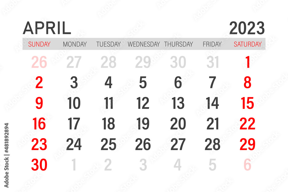 April 2023 Calendar Template April 2023 Layout Printable Monthly April 2023 Calendar Template April 2023 Layout Printable Monthly