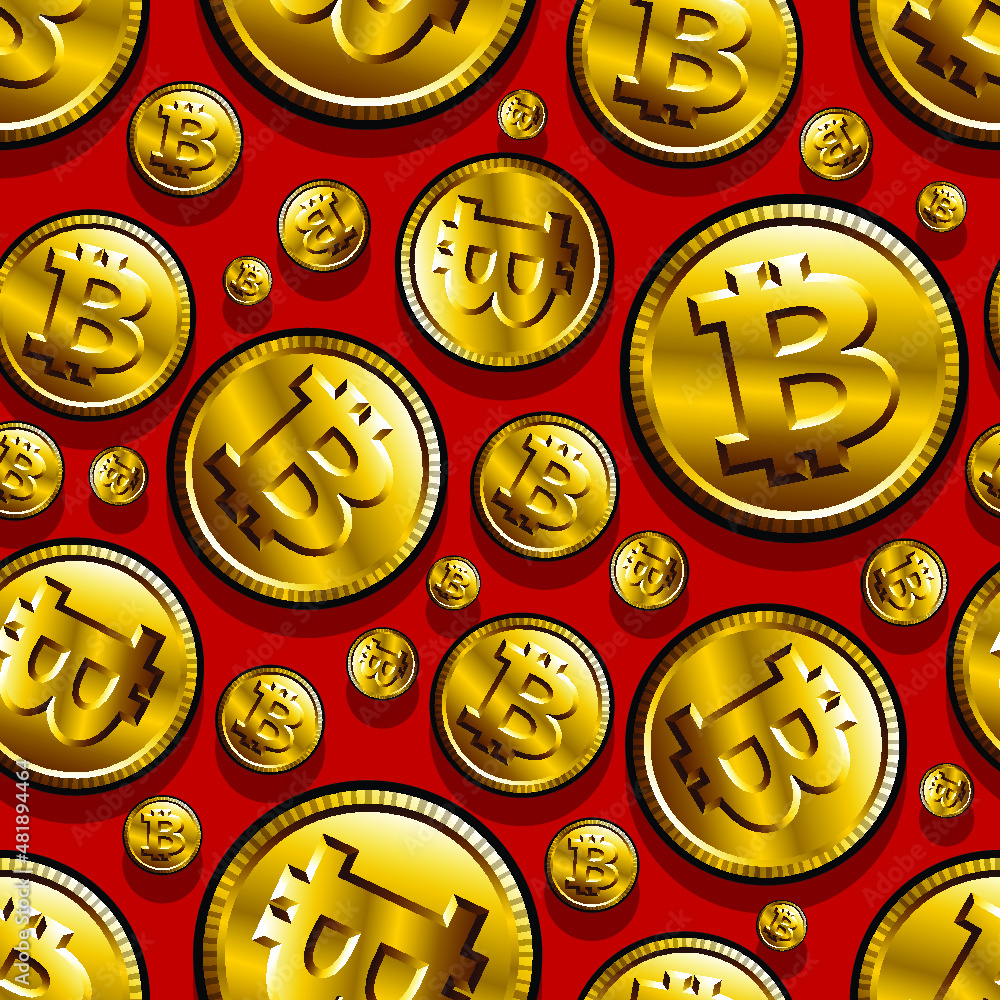 Vetor de Printable seamless pattern of digital bitcoin crypto currency ...