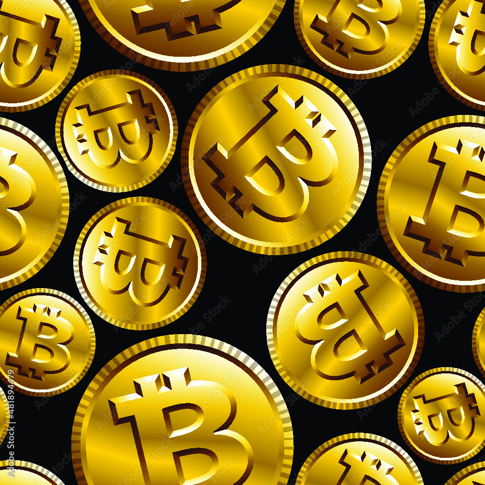 Printable seamless pattern of digital bitcoin crypto currency symbol ...