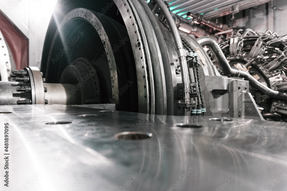 The rotor of a gas turbine compressor with a bolted coupling half Stock ...