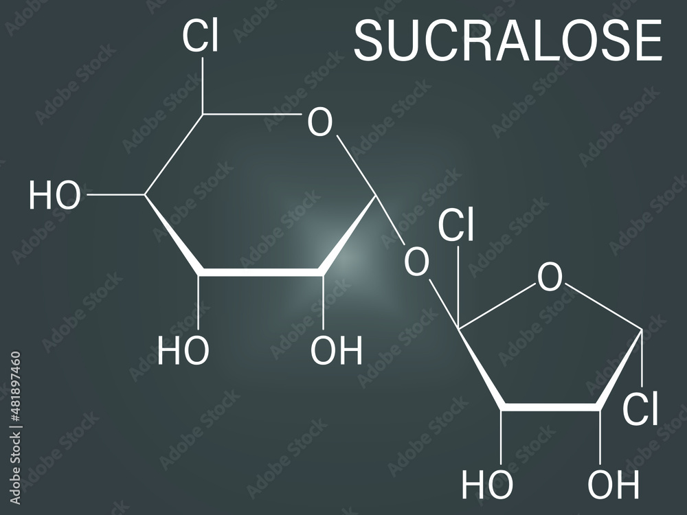 Sucralose artificial sweetener molecule. Used as sugar substitute ...