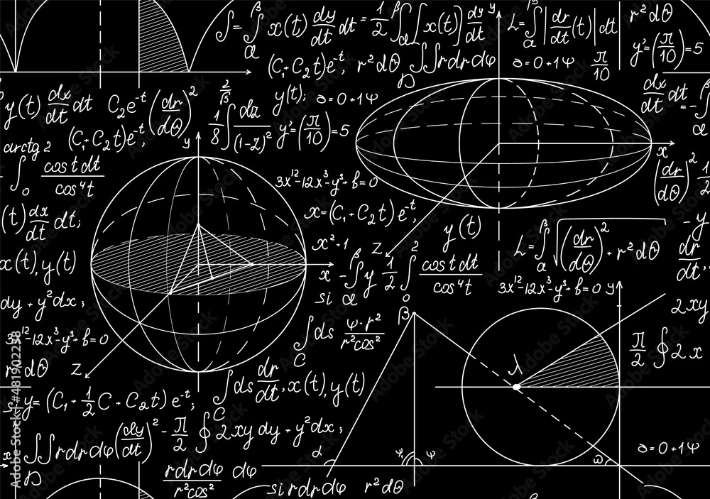 Mathematical Vector Seamless Pattern With Figures And Calculations You Can Use Any Color Of