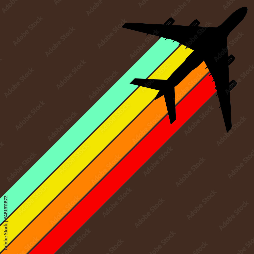 Vintage retro airplane design. Colors of the 70s. Retro graphic vector ...