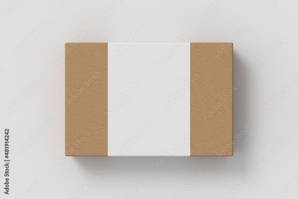 Flat box mock up with blank paper cover label: cardboard gift box on ...