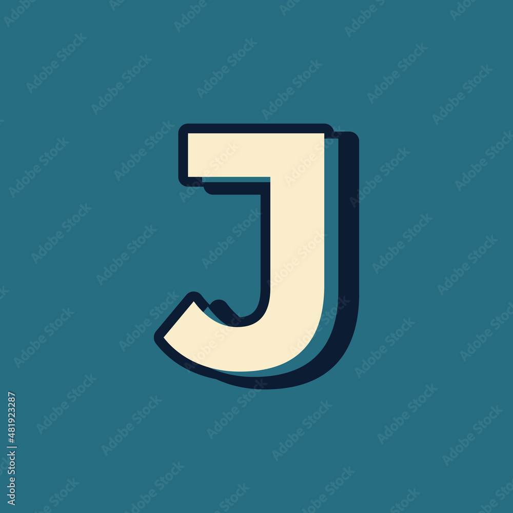 Vintage Retro Style Alphabet Letter J Logo Vector with Uppercase Font ...
