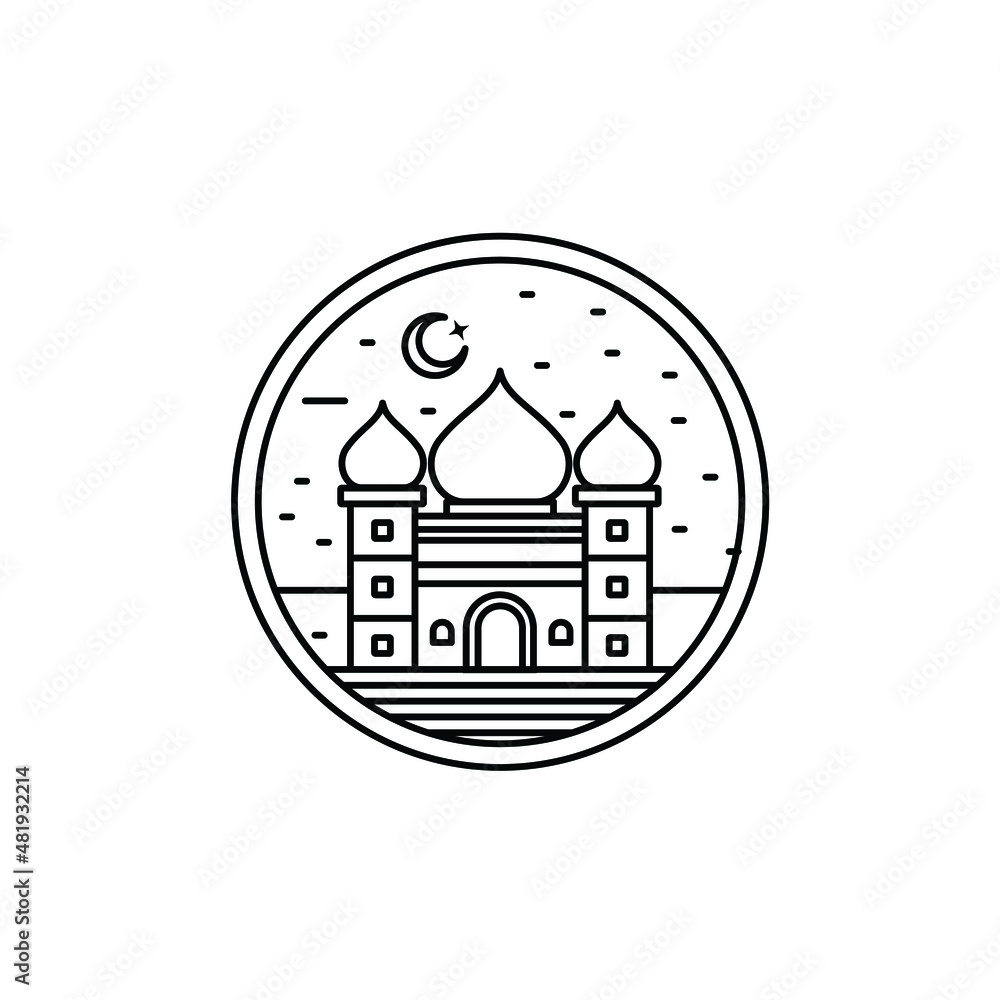witchcraft and wizardry Hogwarts castle line art logo design Stock ...