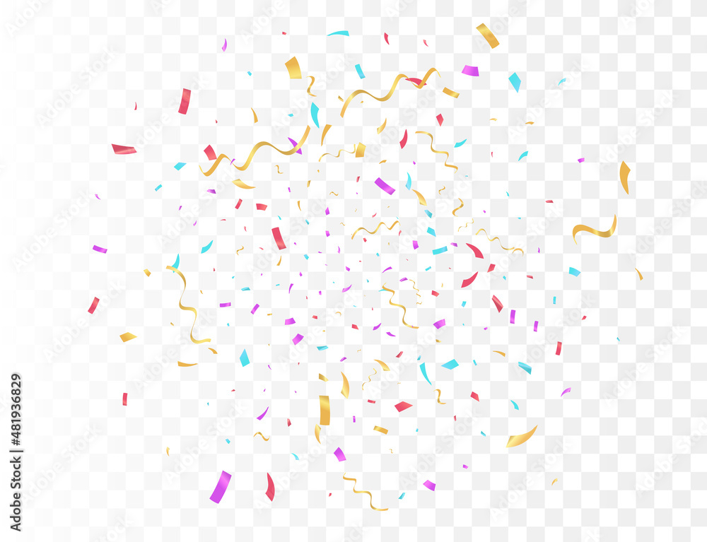 Confetti burst explosion On Transparent Background Color flying ribbons ...