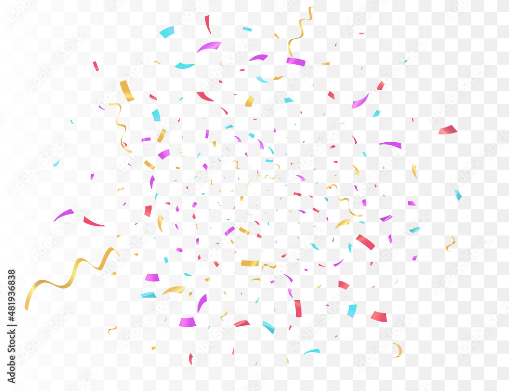 Confetti burst explosion On Transparent Background Color flying ribbons ...