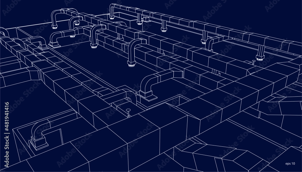 architectural blueprint of HVAC system in BIM vector eps 10 Stock ...
