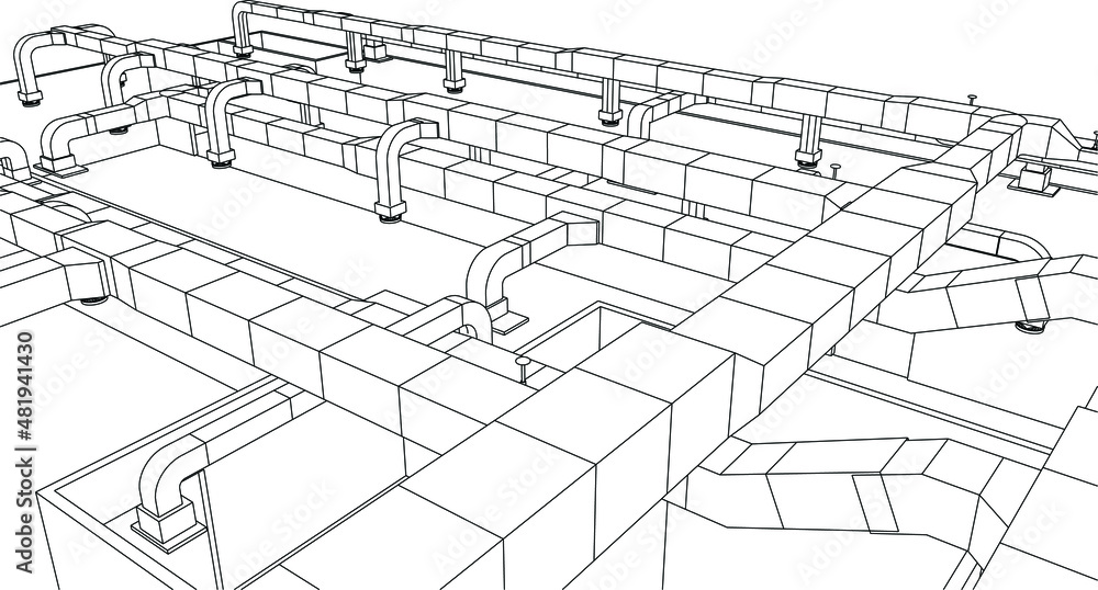 architectural blueprint of HVAC system in BIM vector eps 10 Stock ...
