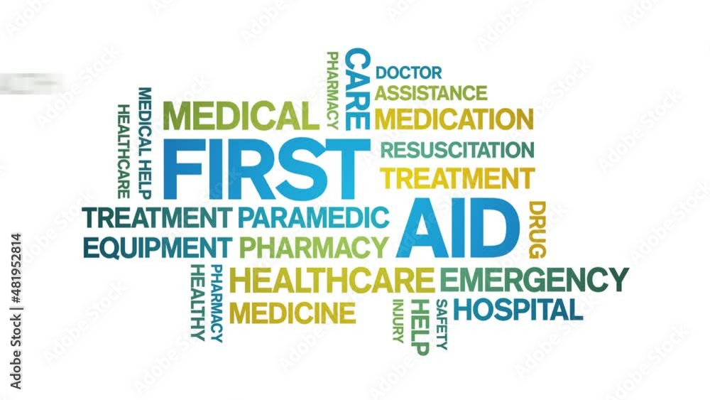 First Aid Animated Tag Word Cloud;Text Design Animation typography ...