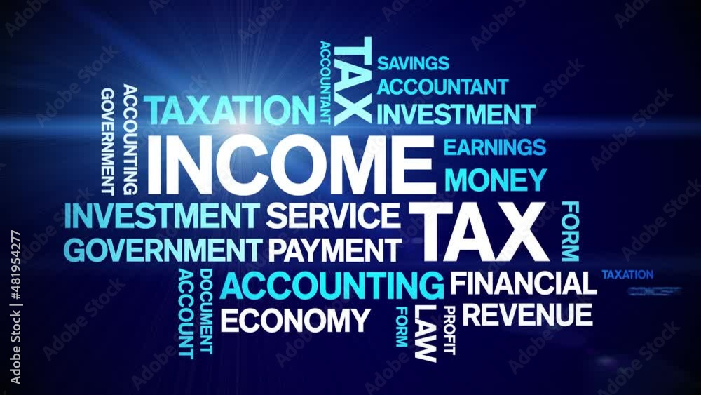 income tax Animated Tag Word Cloud;Text Design Animation typography ...