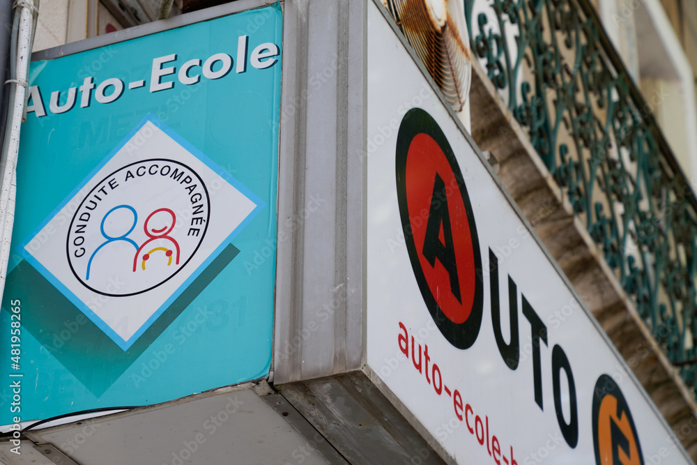 auto-ecole conduite accompagnee logo and sign of french driving car ...