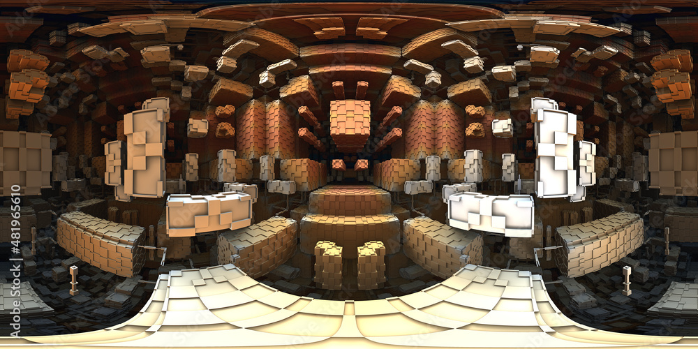 360 degree labyrinth, abstract maze background, equirectangular ...