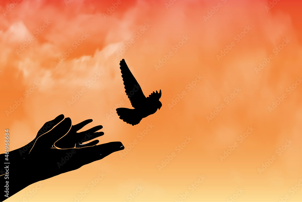 birds flying from an open hand for freedom, freedom concept, Concept of ...