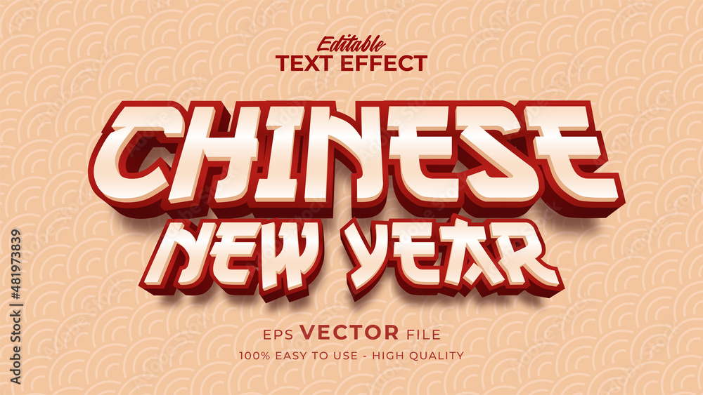 Editable text style effect - chinese new year text in style theme Stock ...
