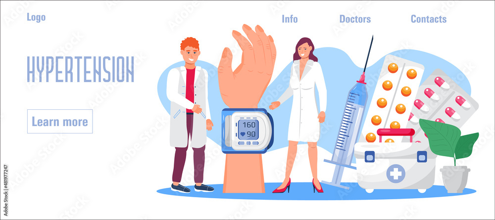 Hypertension medical concept vector for web, homepage. Hypertensive ...
