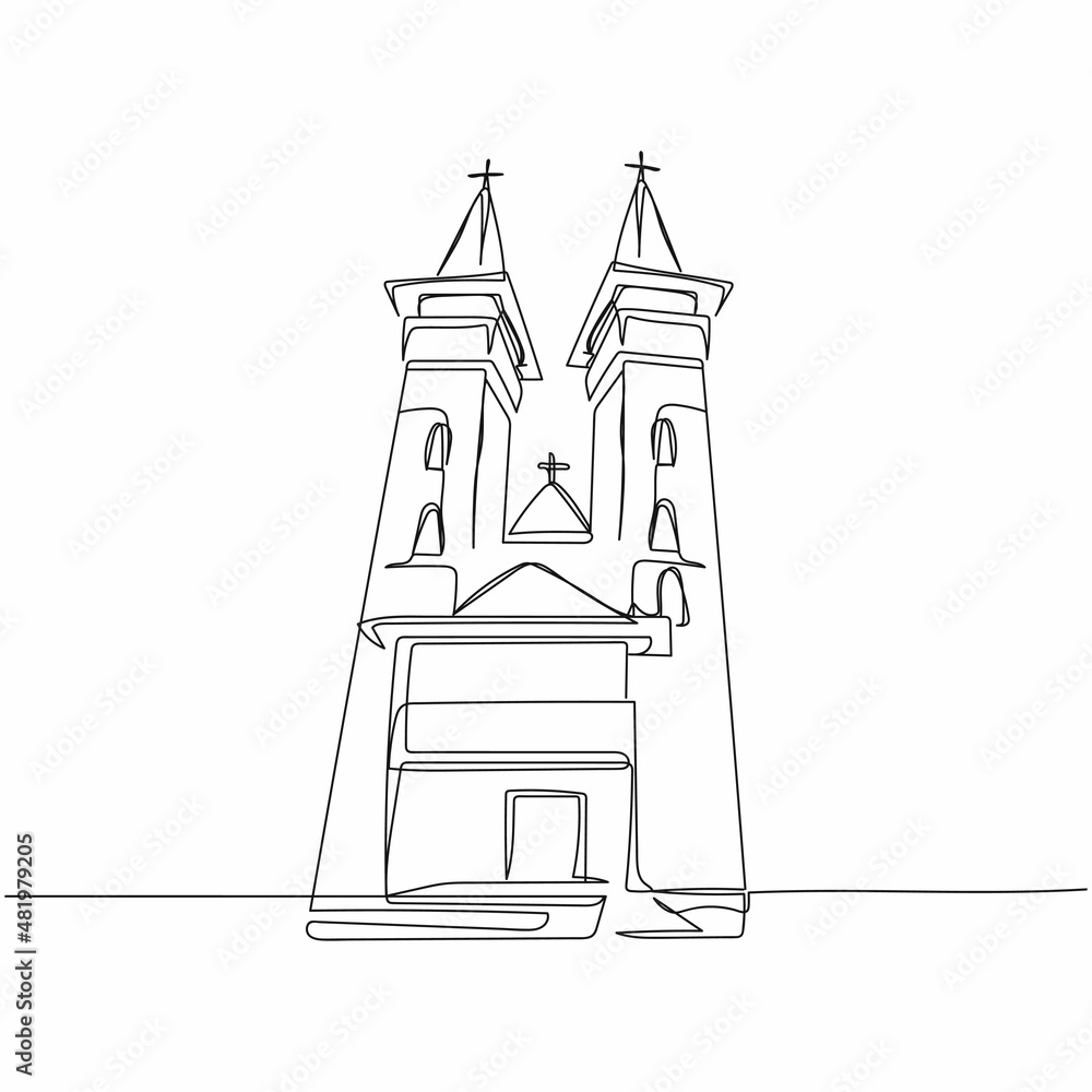 Continuous one simple single abstract line drawing of orthodox church ...