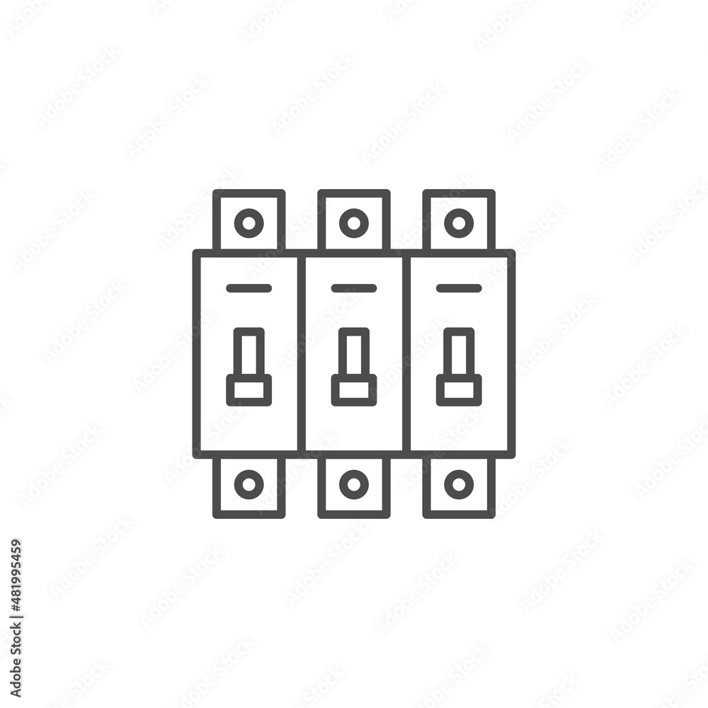Circuit breaker switch line icon, outline vector sign, linear style ... Circuit breaker switch line icon, outline vector sign, linear style ...