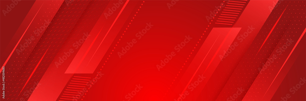 Technology global red wide banner design background. Abstract 3d banner ...