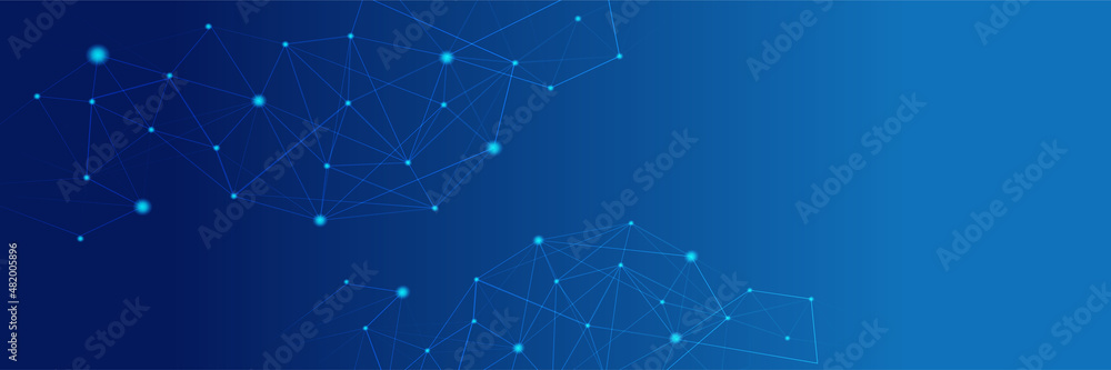 Networking neon style blue wide banner design background. Abstract ...