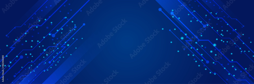 Networking neon style blue wide banner design background. Abstract ...
