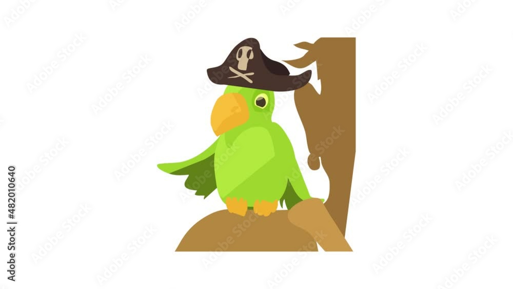 Pirate parrot icon animation best cartoon object on white background ...