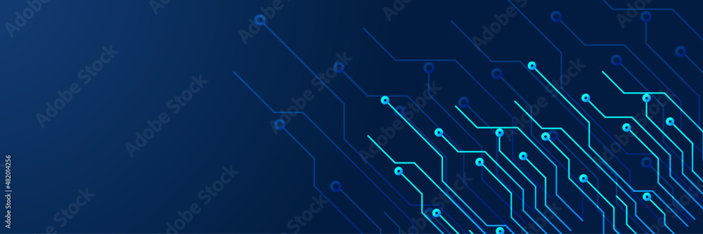 Technology global blue wide banner design background. Abstract 3d ...