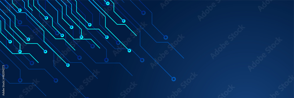 Technology global blue wide banner design background. Abstract 3d ...
