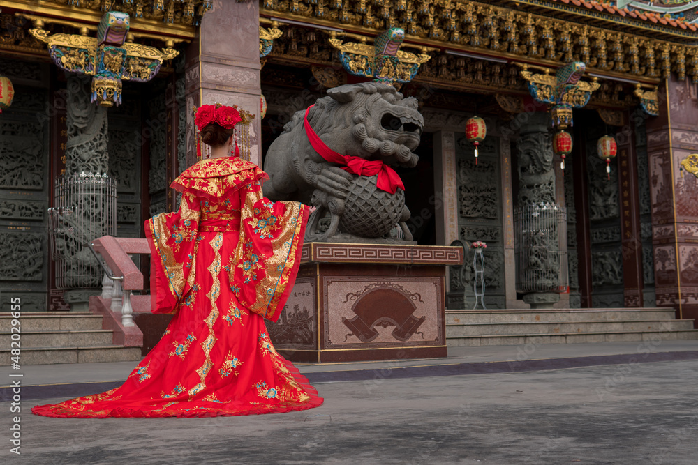 person in traditional Chinese vintage. person in traditional costume ...