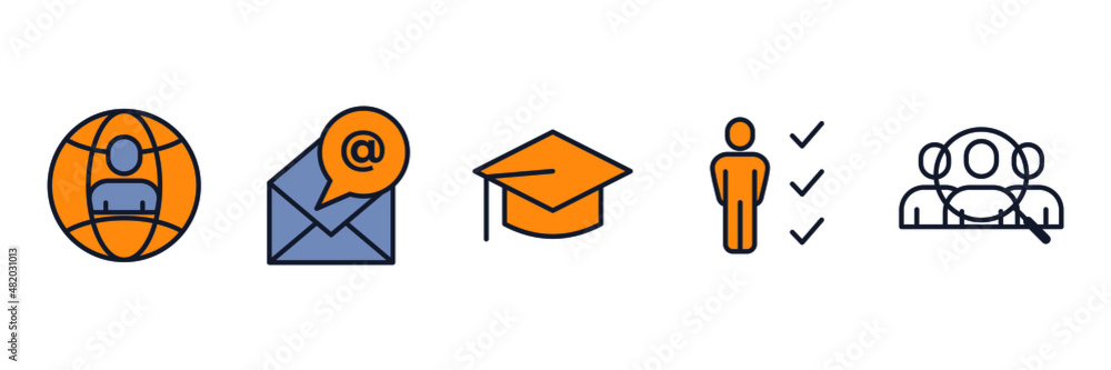 Headhunting And Recruiting elements set icon symbol template for ...