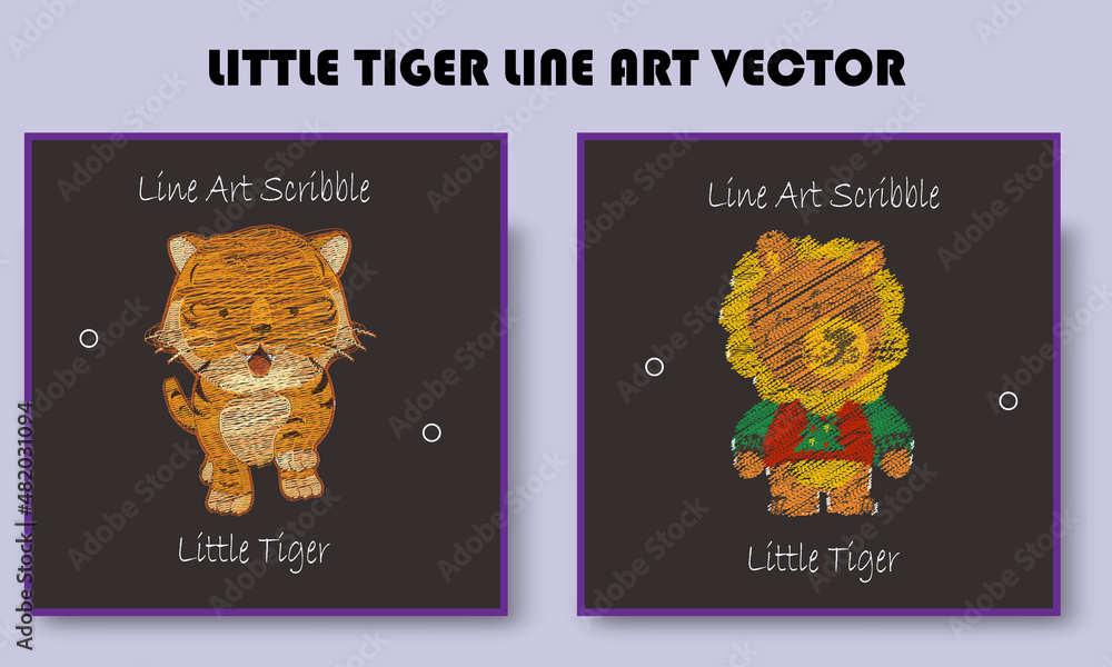 TIGER LINE ART VECTOR Stock Illustration | Adobe Stock