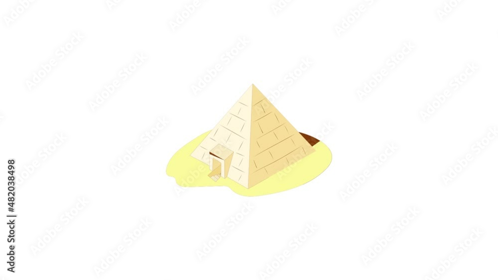Pyramid of Giza, Egypt icon animation best cartoon object on white ...