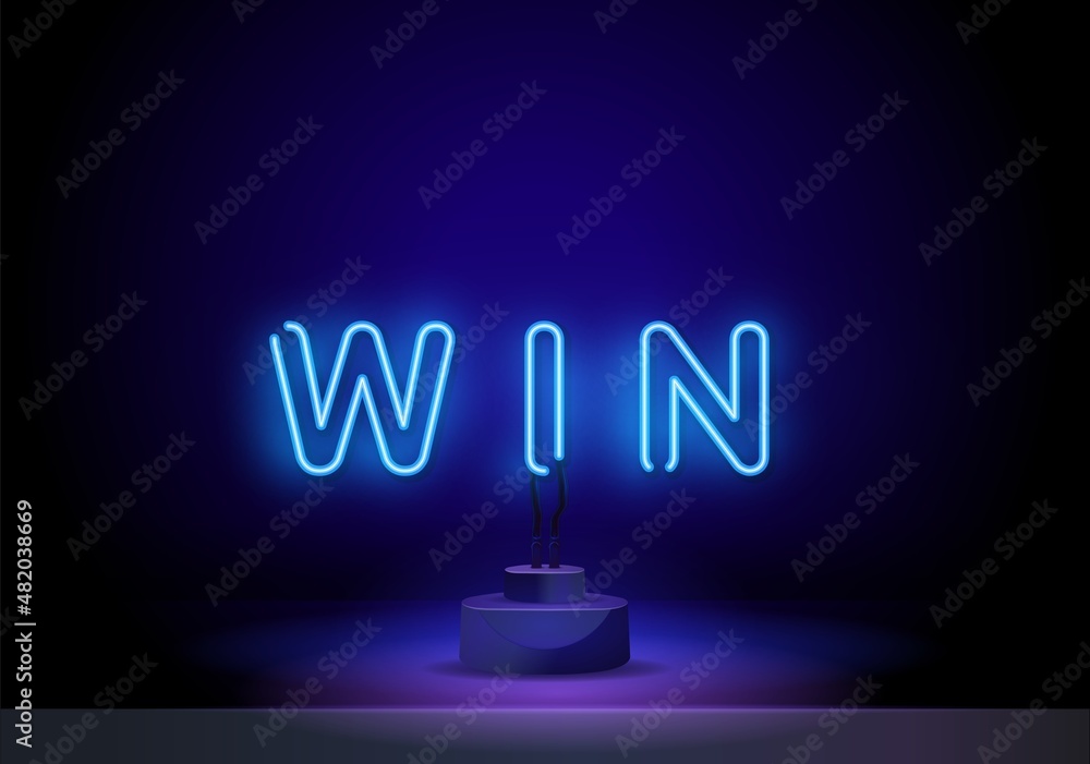 Win Neon Text Vector. Enter to Win neon sign, design template, modern ...