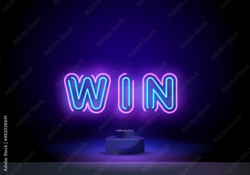 Win Neon Text Vector. Enter to Win neon sign, design template, modern ...