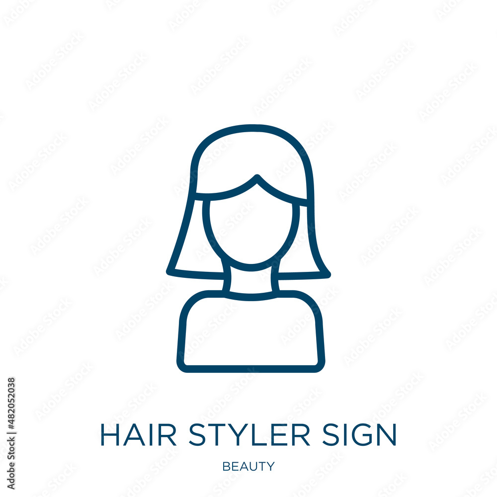 hair styler sign icon from beauty collection. Thin linear hair styler ...